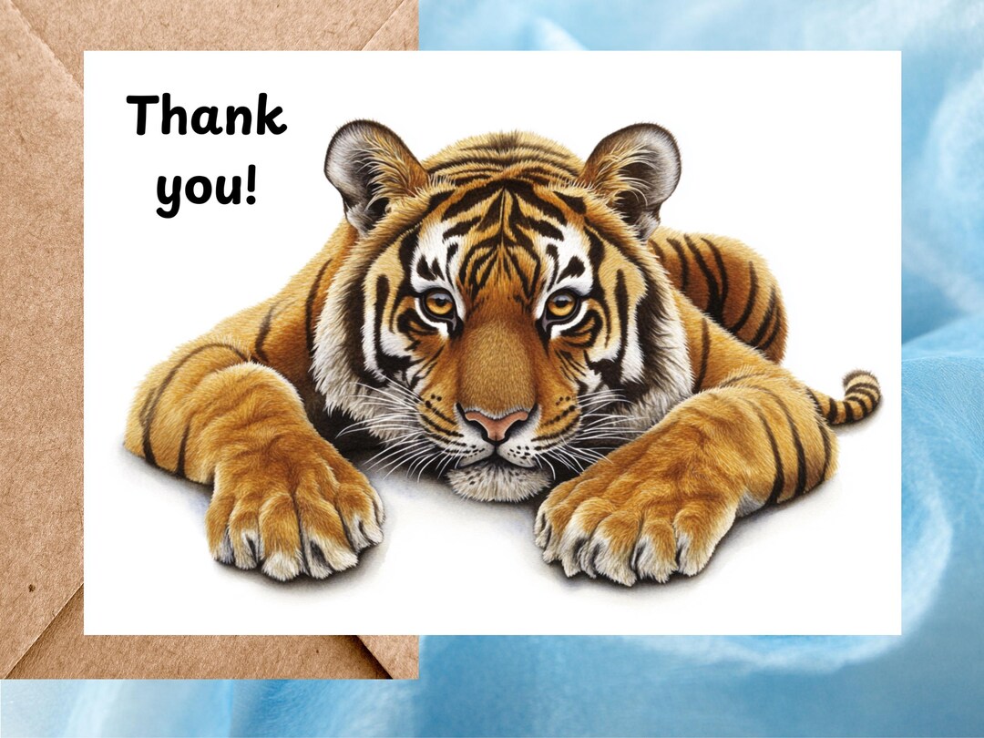 Tiger Thank You Cards, Watercolor Tiger Thank You Card Single, 10-pack ...