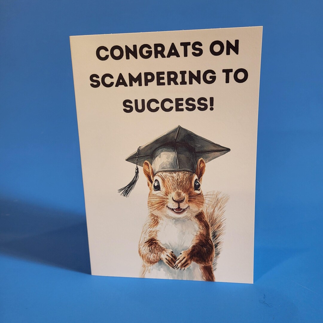 Funny Brown Squirrel Graduation Card, Cute Watercolor Squirrel College ...
