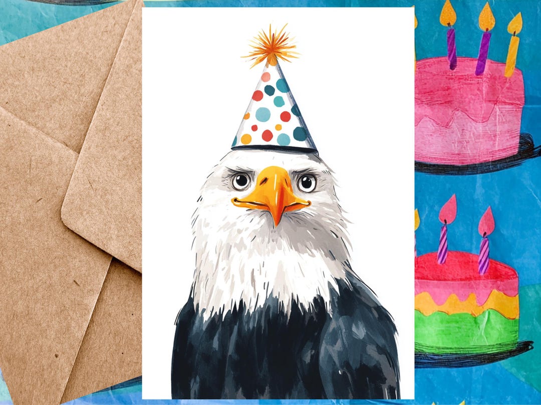 Cute Bald Eagle Birthday Card for Kid - Happy Birthday Card Bald Eagle ...