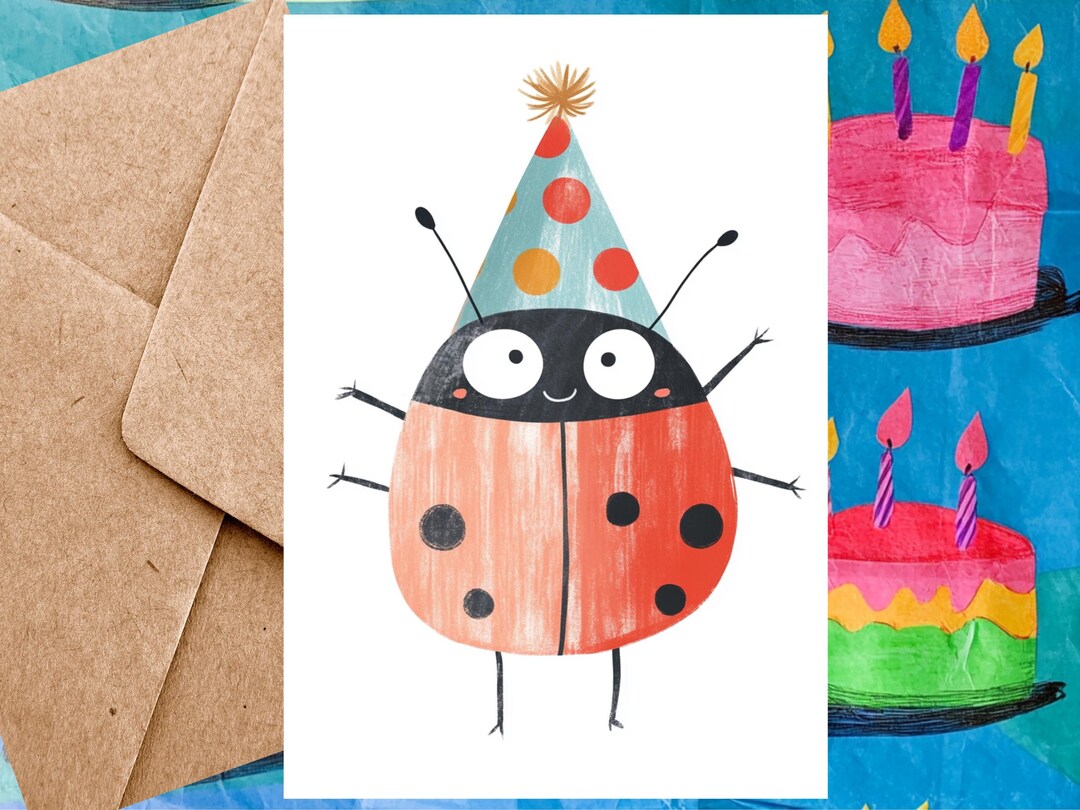 Cute Ladybug Birthday Card for Kid - Happy Birthday Card Ladybug ...
