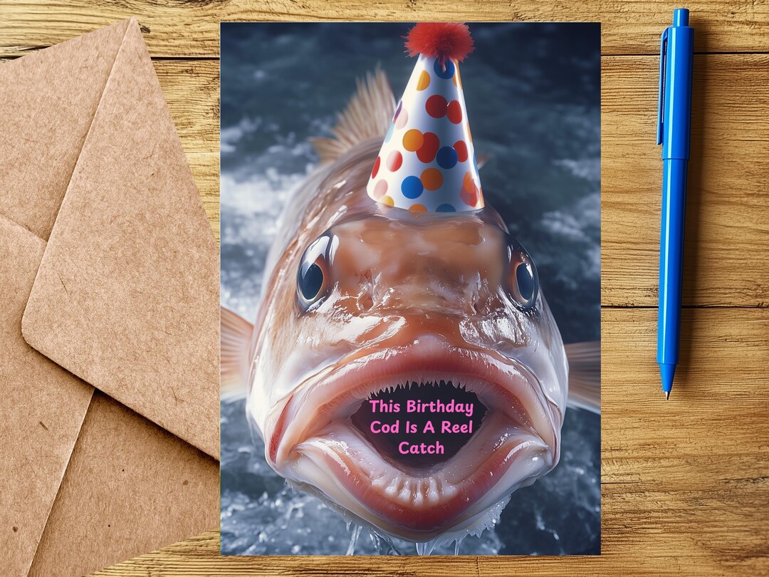 Kissing Cod Birthday Card Funny Screech-in Greeting Card - Etsy