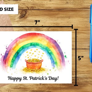 Rainbow and Pot of Gold St. Patrick's Day Card - Watercolor Rainbow ...