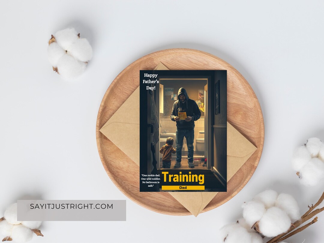 Training Dad Funny Father's Day Card Parodying Action Movie Training ...