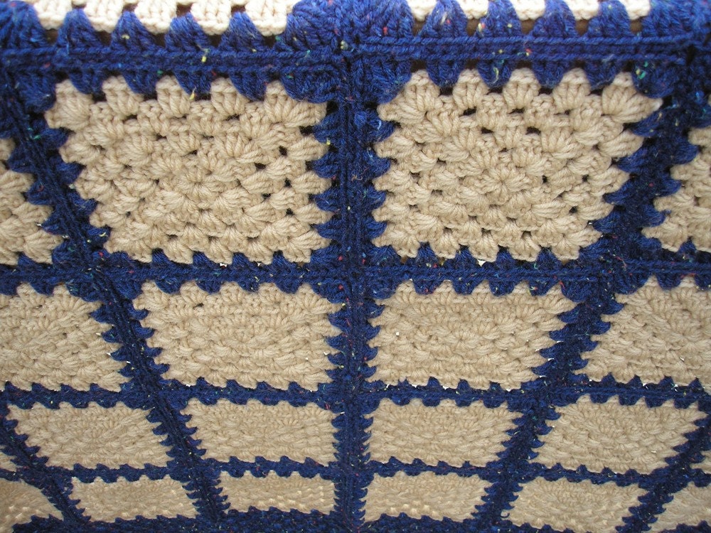 Crochet Granny Square Blue Note Handmade Heirloom Quality Afghan FREE ...