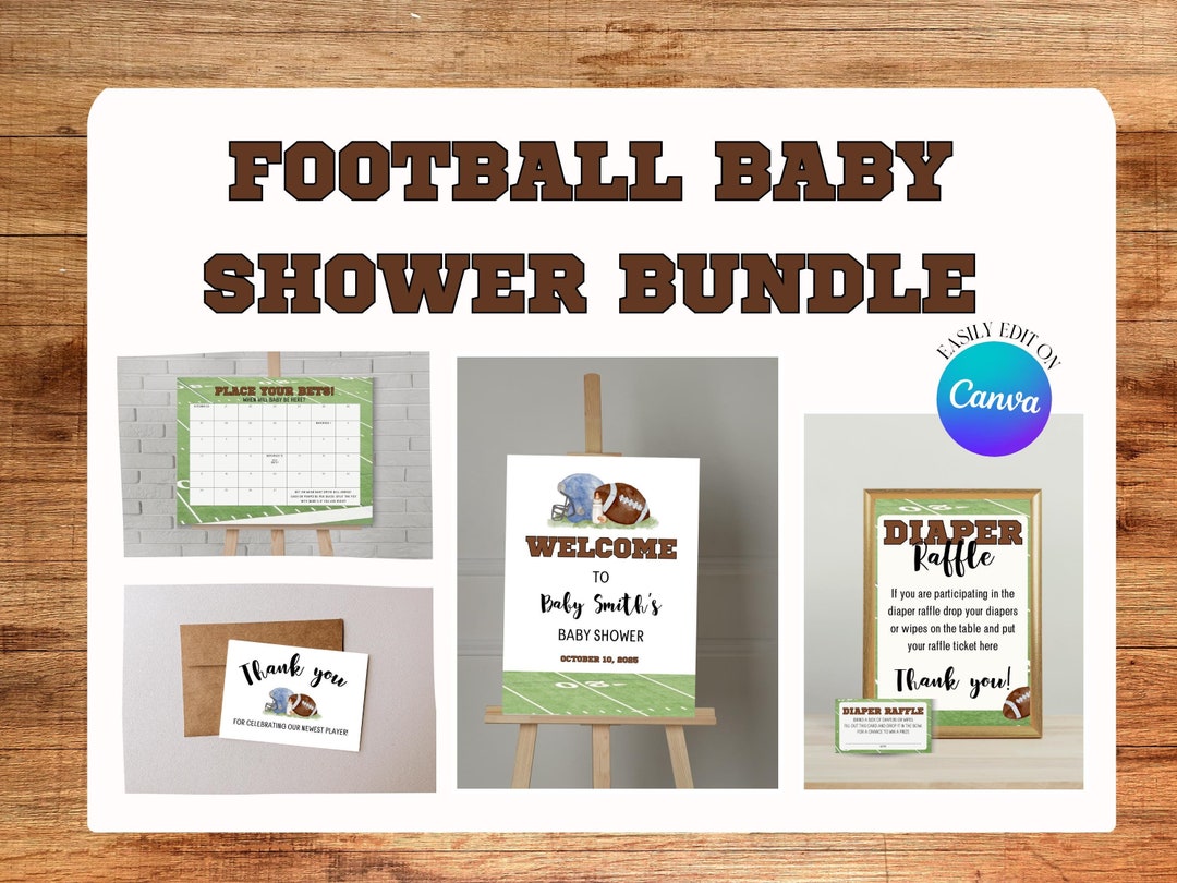 EDITABLE Touchdown Baby Bundle Football Baby Shower Bundle Welcome Sign ...
