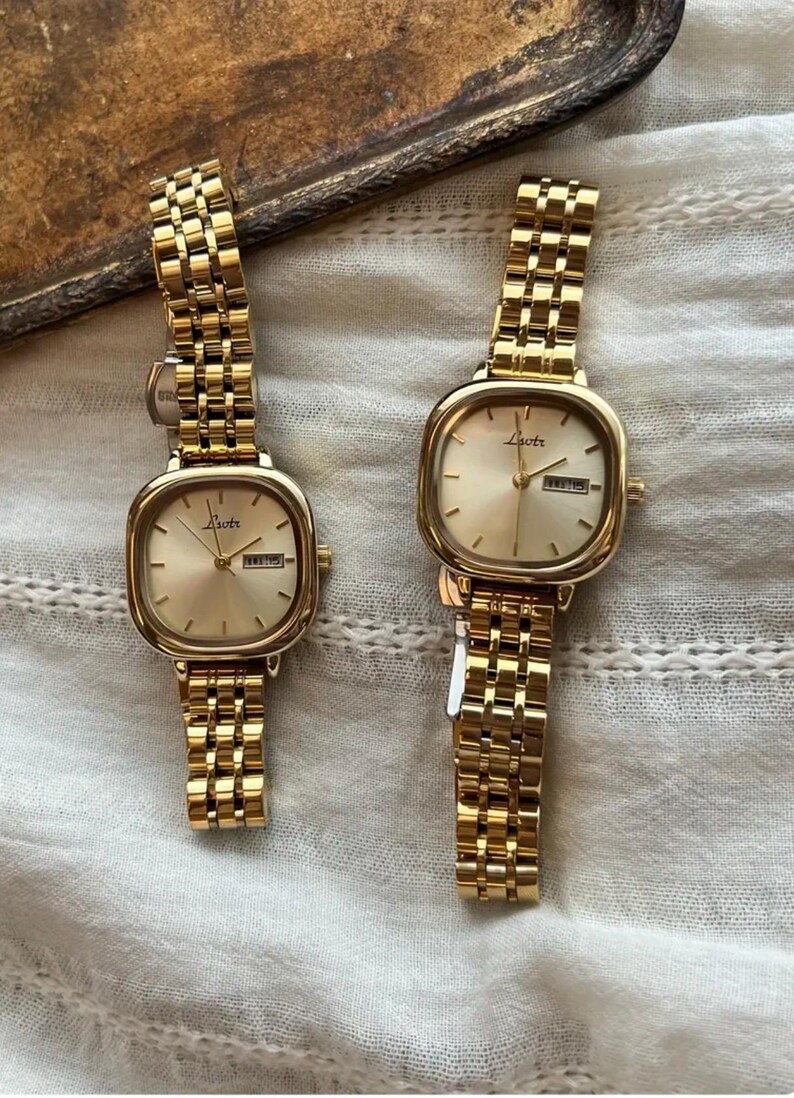 Golden Quartz Watch - Etsy