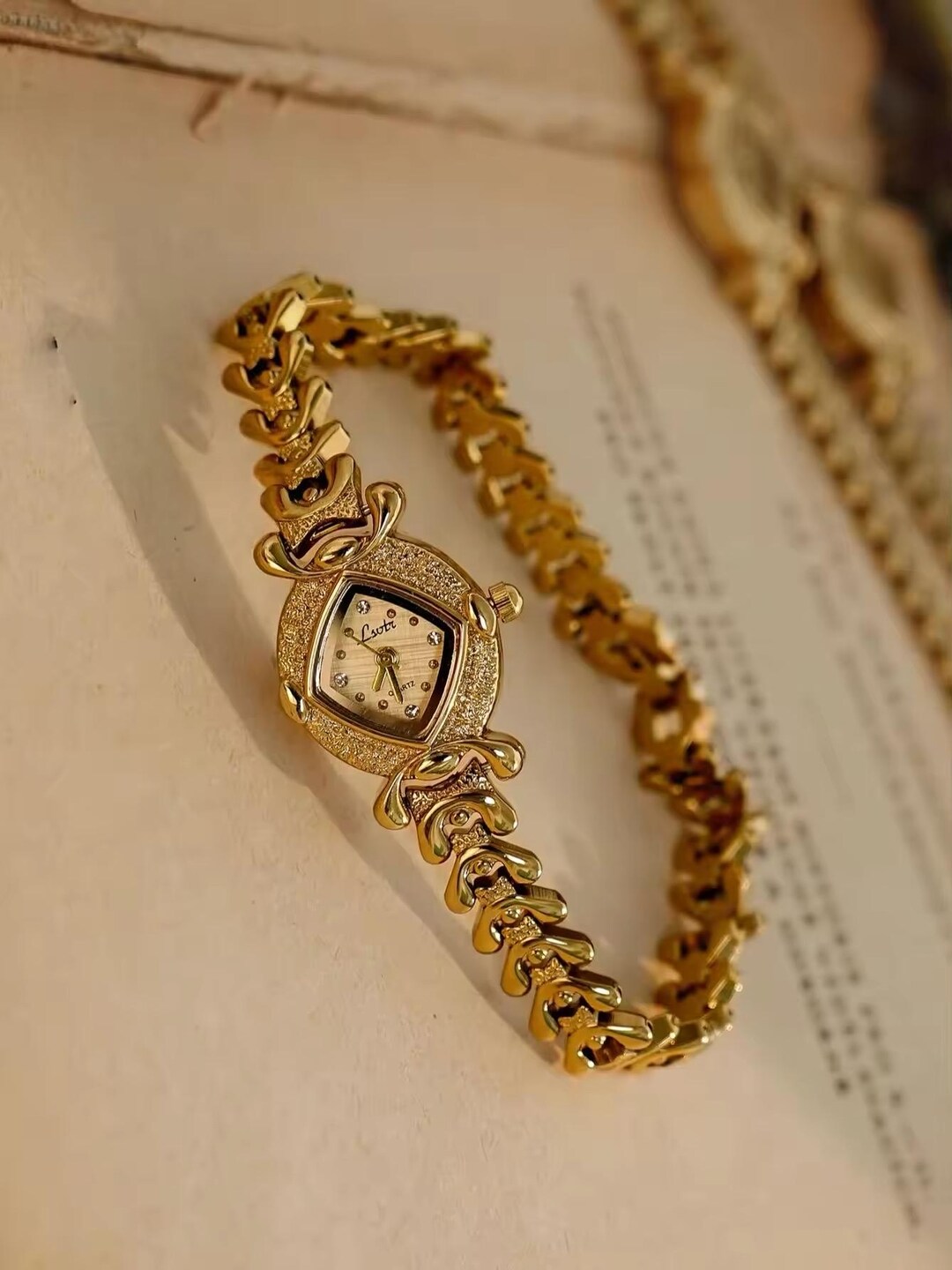 French Retro Watch With Gold Dial for Women, Vintage - Etsy