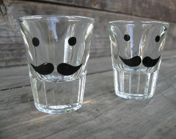 Mustache Shot Glasses - Set of Two - Etsy