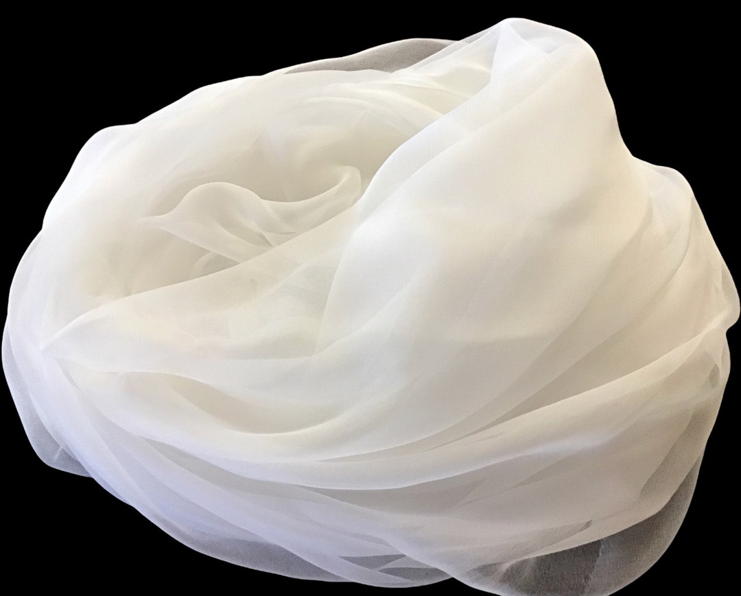 45" WIDE 3mm White Silk Gauze Fabric - Sold by the Yard - Sheer Chiffon ...