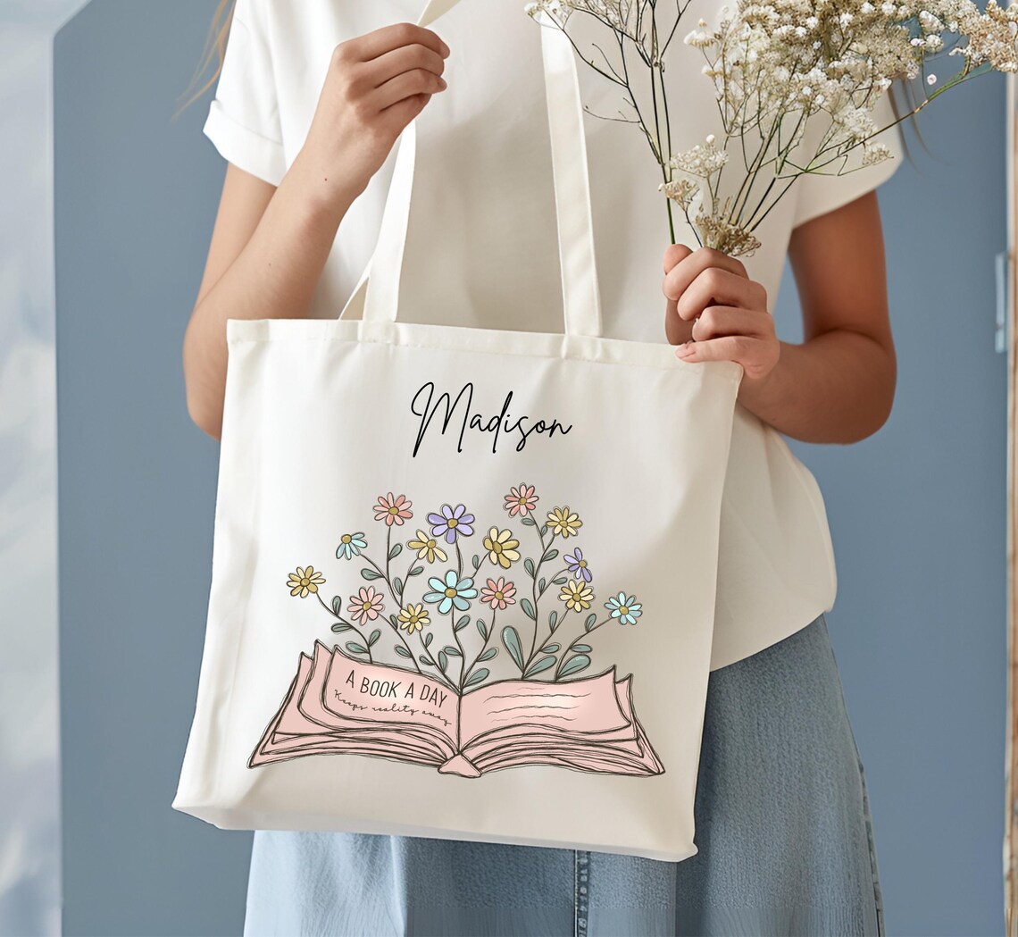 Library Tote Bag, Books Tote Bag, English Teacher, Custom Bookish Bag ...