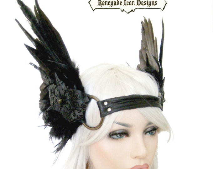 Winged Headpiece Raven Feather Headwear Unisex Headpiece - Etsy