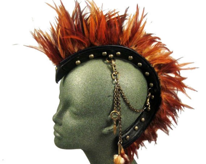 Mohawk Leather Feather, Tribal Mohawk, Mad Max, Burning Man, Unisex ...