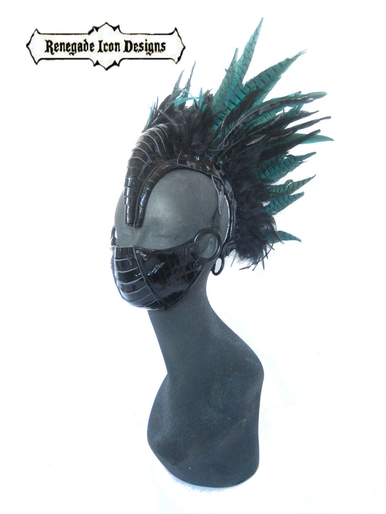 Mohawk Mens Head Piece Leather Feather Headdress Burning - Etsy