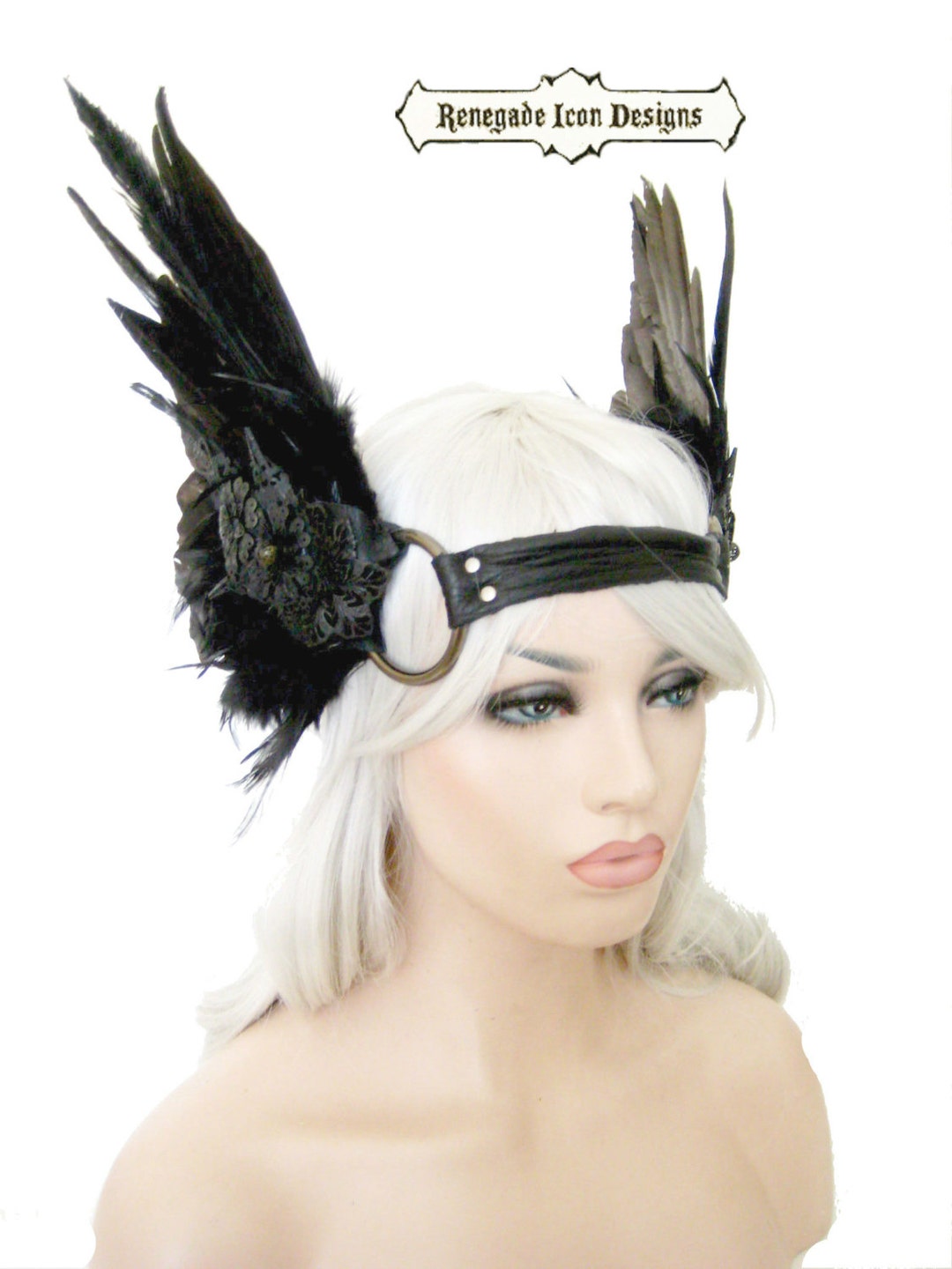 Winged Headpiece, Raven Feather Headwear, Unisex Headpiece, Custom ...
