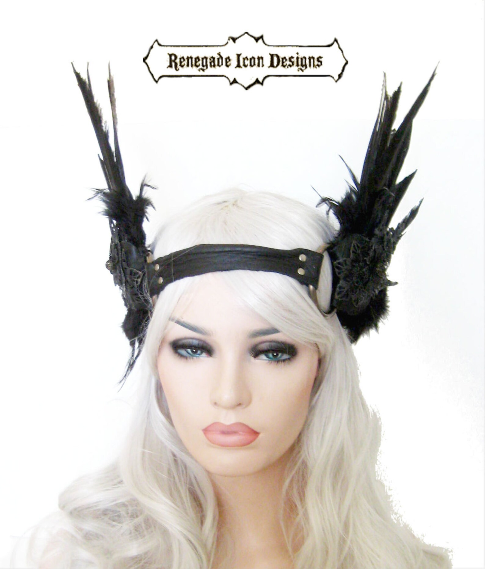 Winged Headpiece, Raven Feather Headwear, Unisex Headpiece, Custom ...