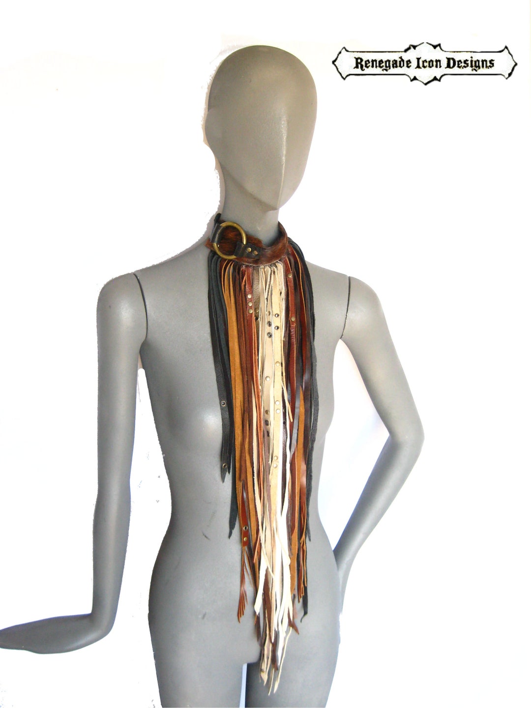 Leather Fringe Collar Necklace Wasteland Burning Man - Etsy