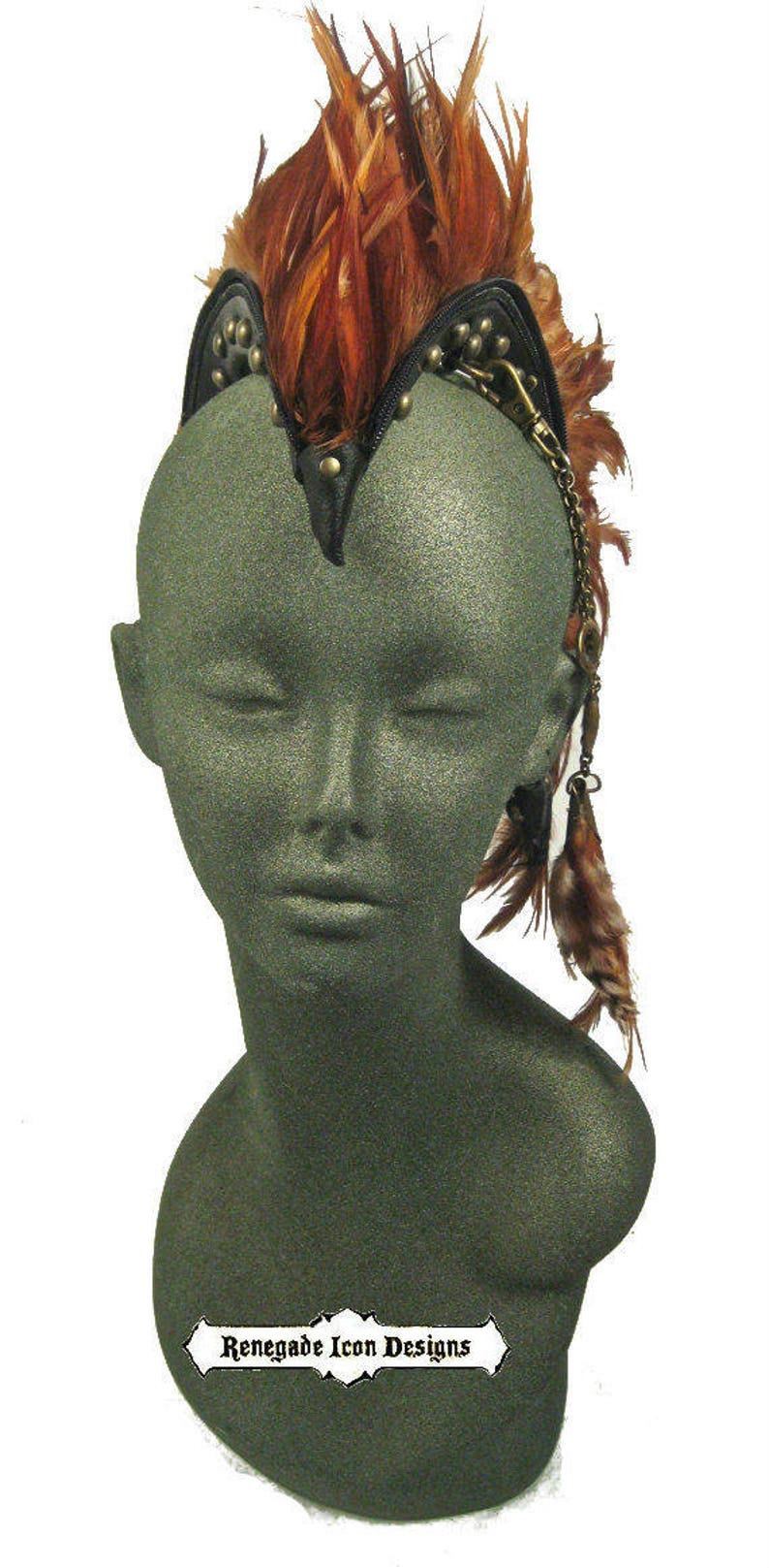 Mohawk Leather Feather, Tribal Mohawk, Mad Max, Burning Man, Unisex ...
