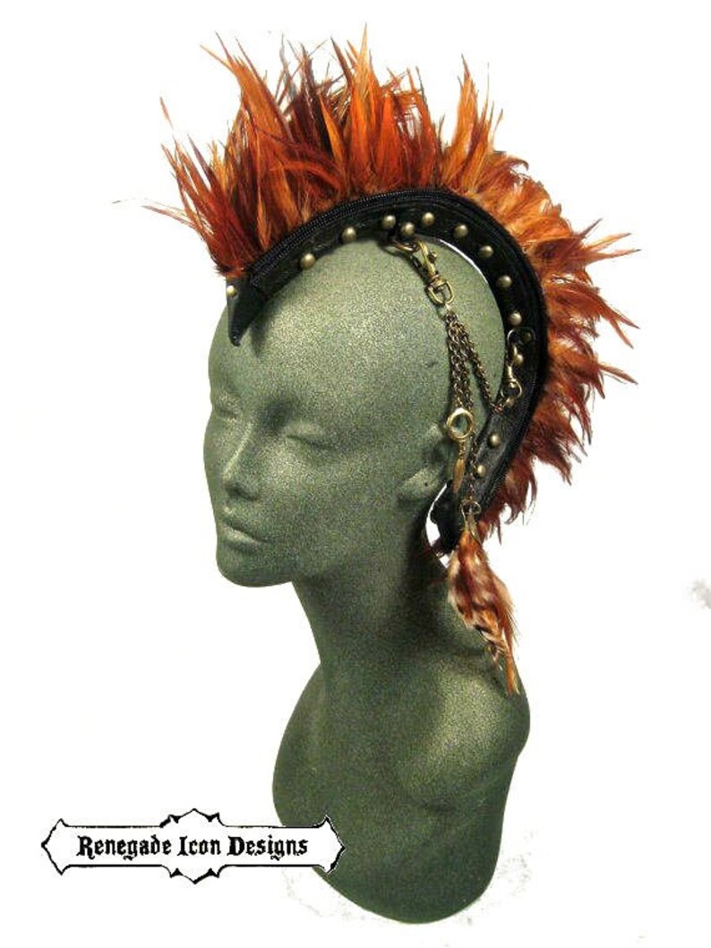 Mohawk Leather Feather, Tribal Mohawk, Mad Max, Burning Man, Unisex ...