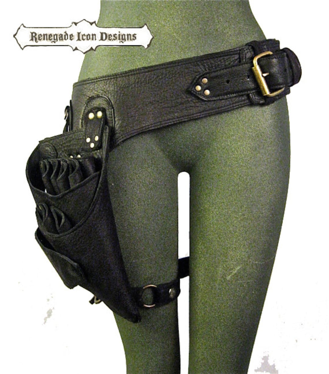Stylist, Shears Holster Belt With Leg Strap, Quality, Black Leather ...