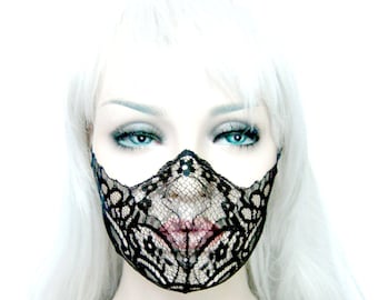 Lace mask / Versatile black lace mask / full face lace veil or