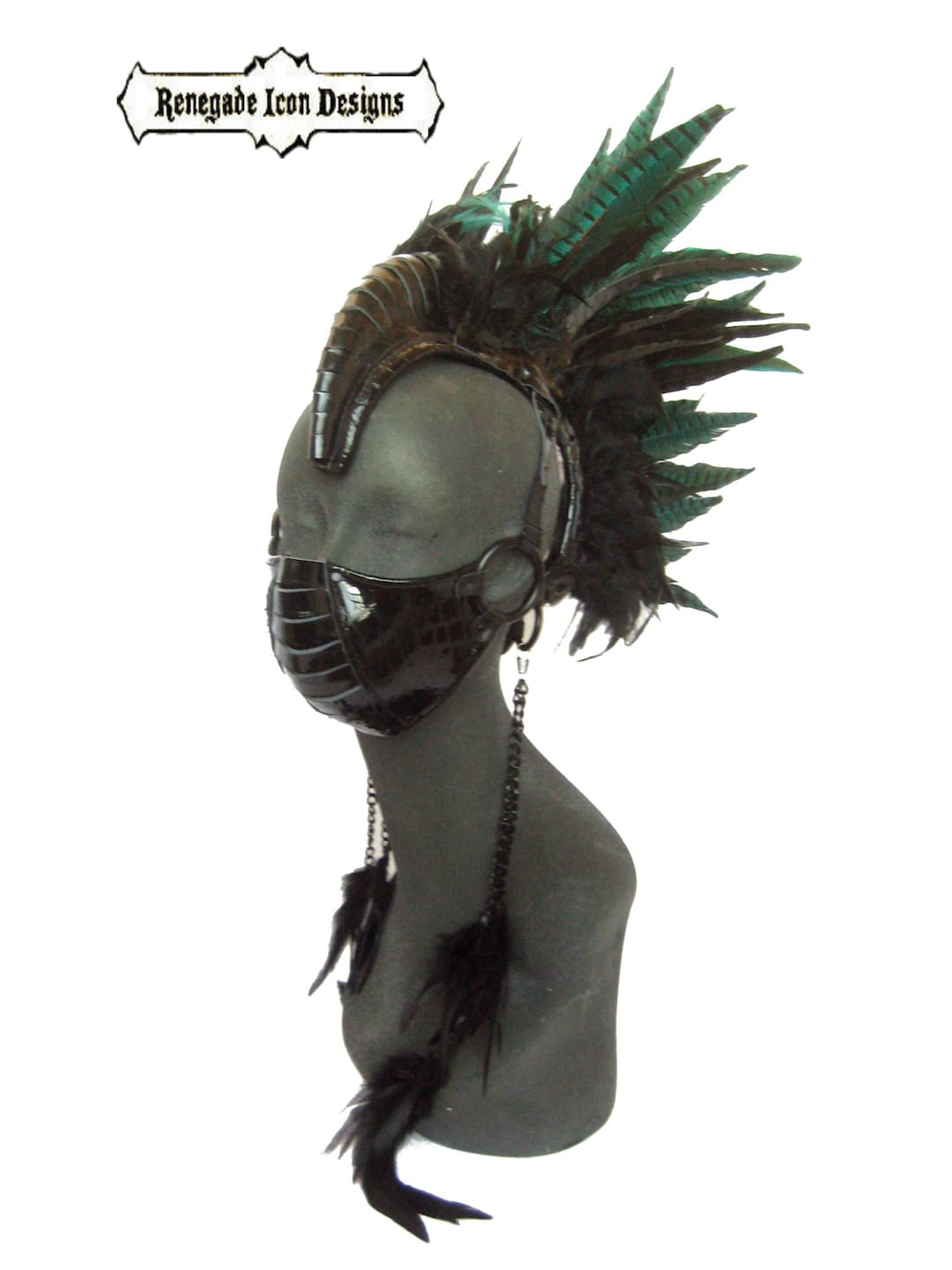 Mohawk Mens Head Piece, Leather Feather Headdress, Burning Man, Shaman ...