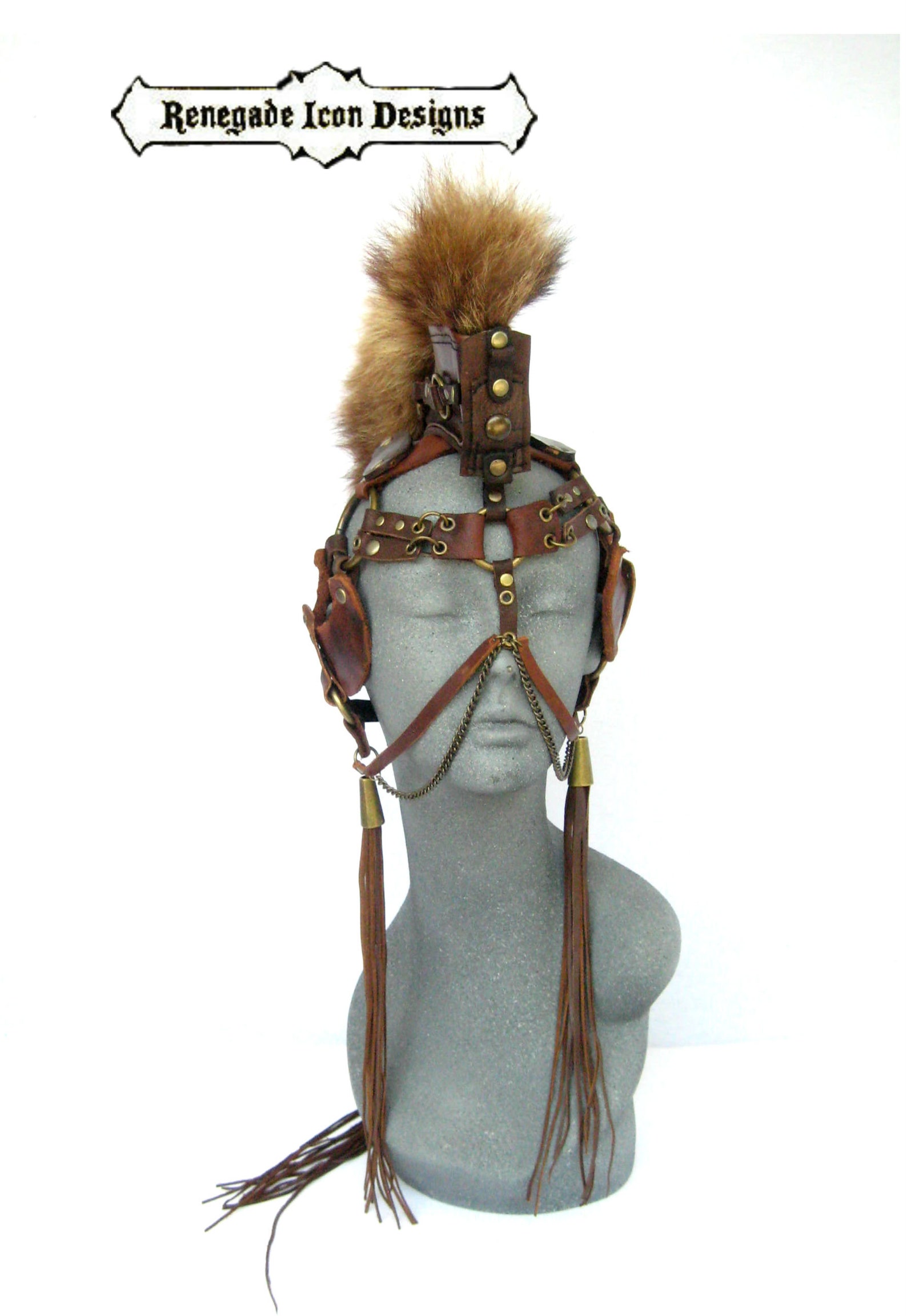 Savage, Roadkill Leather Mohawk, Wasteland Warrior Headpiece, Leather ...