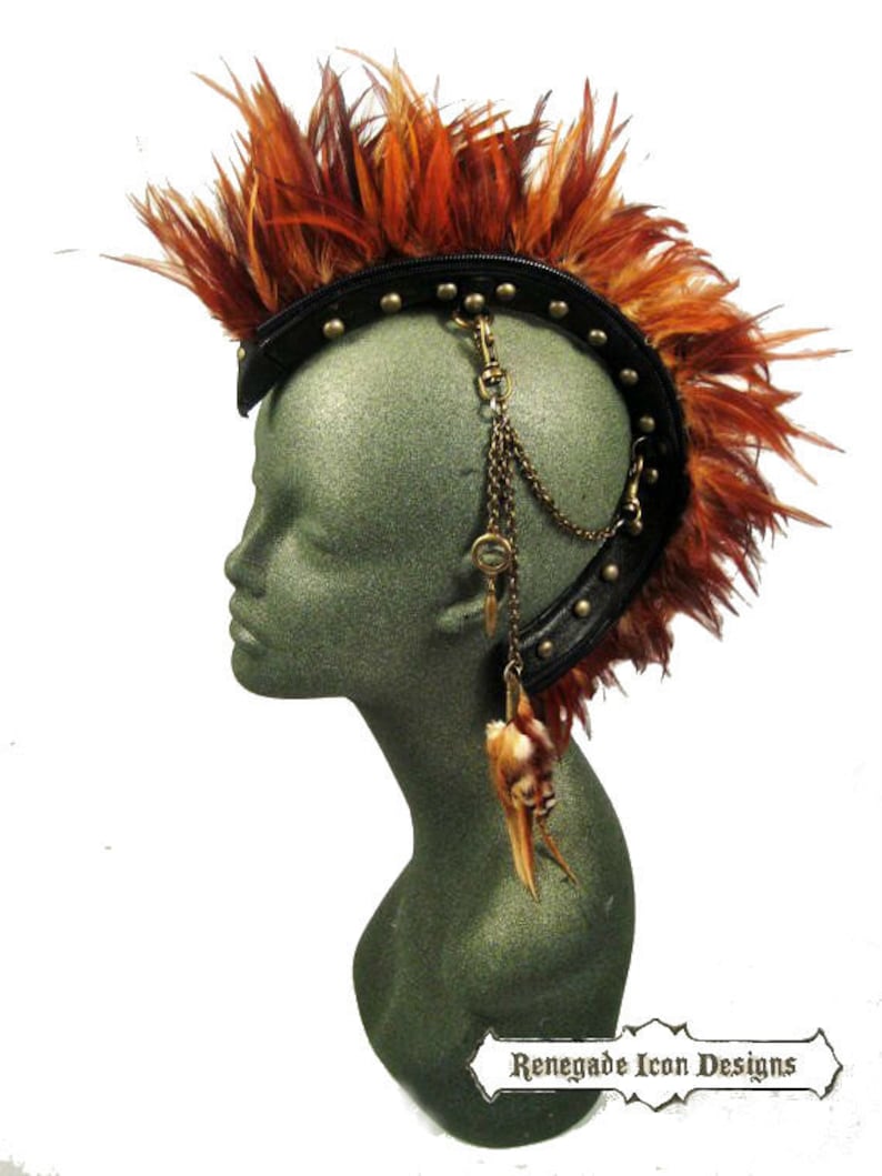 Mohawk Leather Feather, Tribal Mohawk, Mad Max, Burning Man, Unisex ...