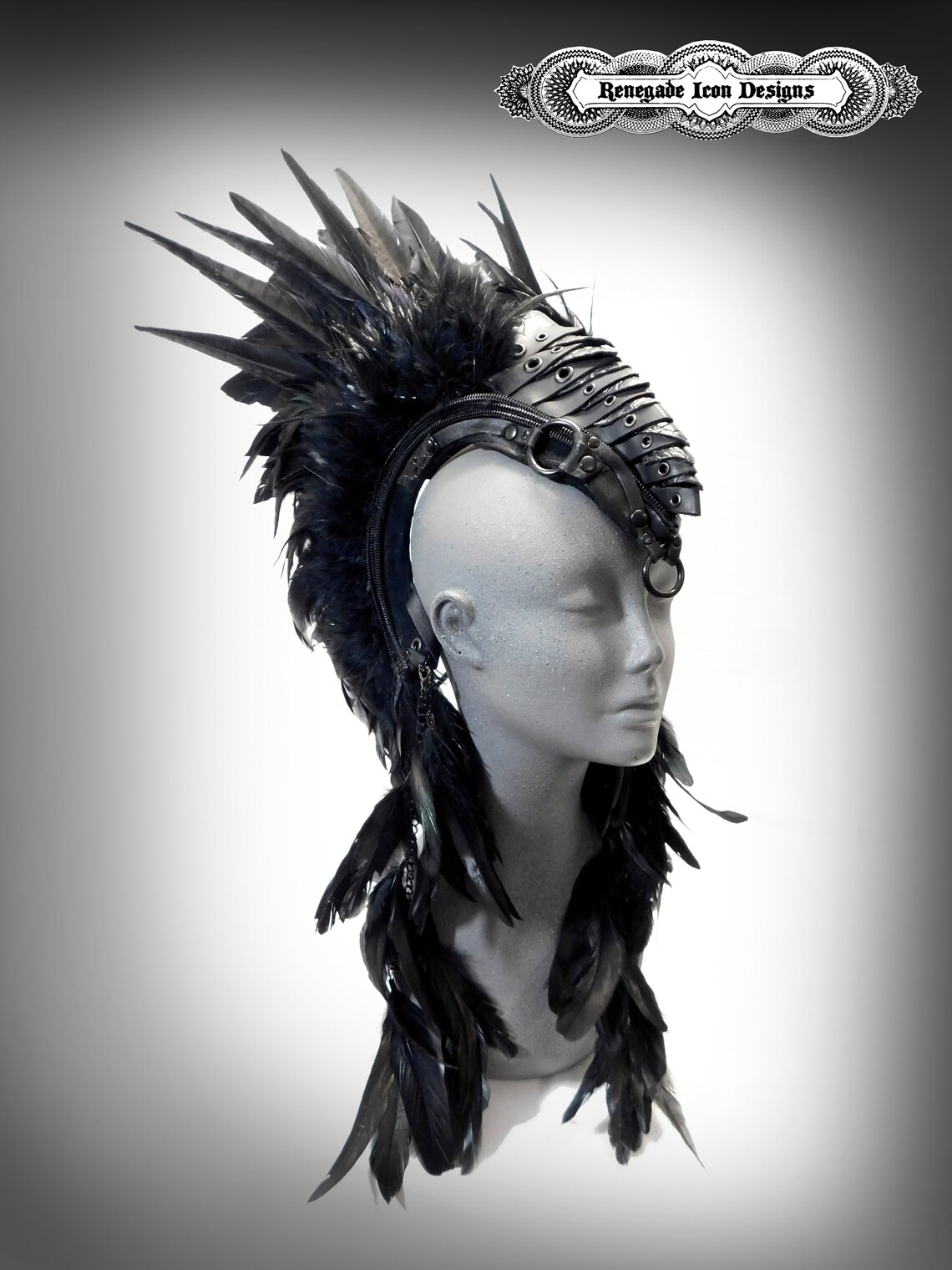 Mohawk Feather Headpieceshaman Headdresswarrior Mohawkwing - Etsy