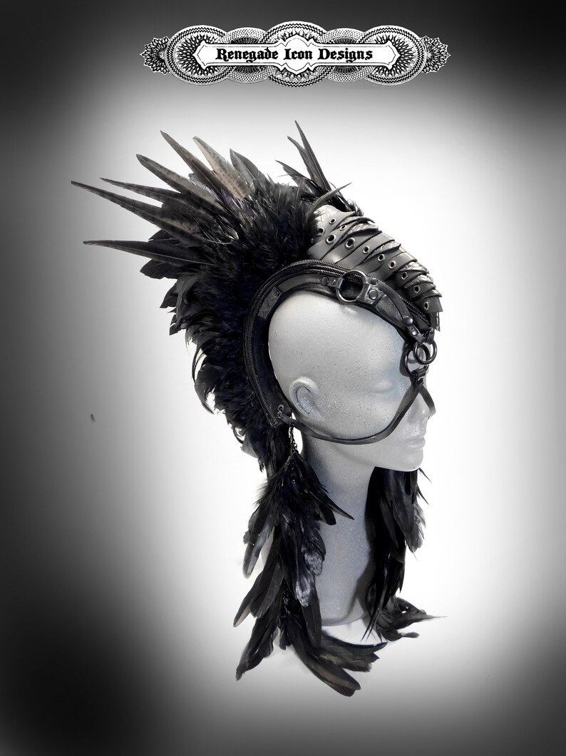 Mohawk Feather Headpieceshaman Headdresswarrior Mohawkwing - Etsy