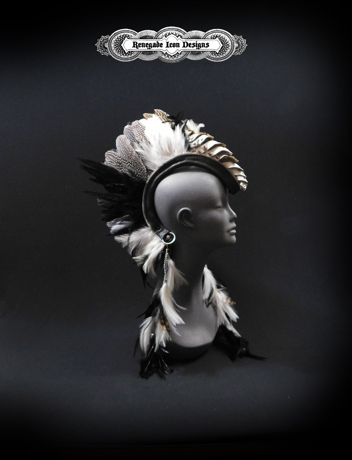 Feather Mohawk,warrior Feather Headpiece,shaman Headdress,wing ...