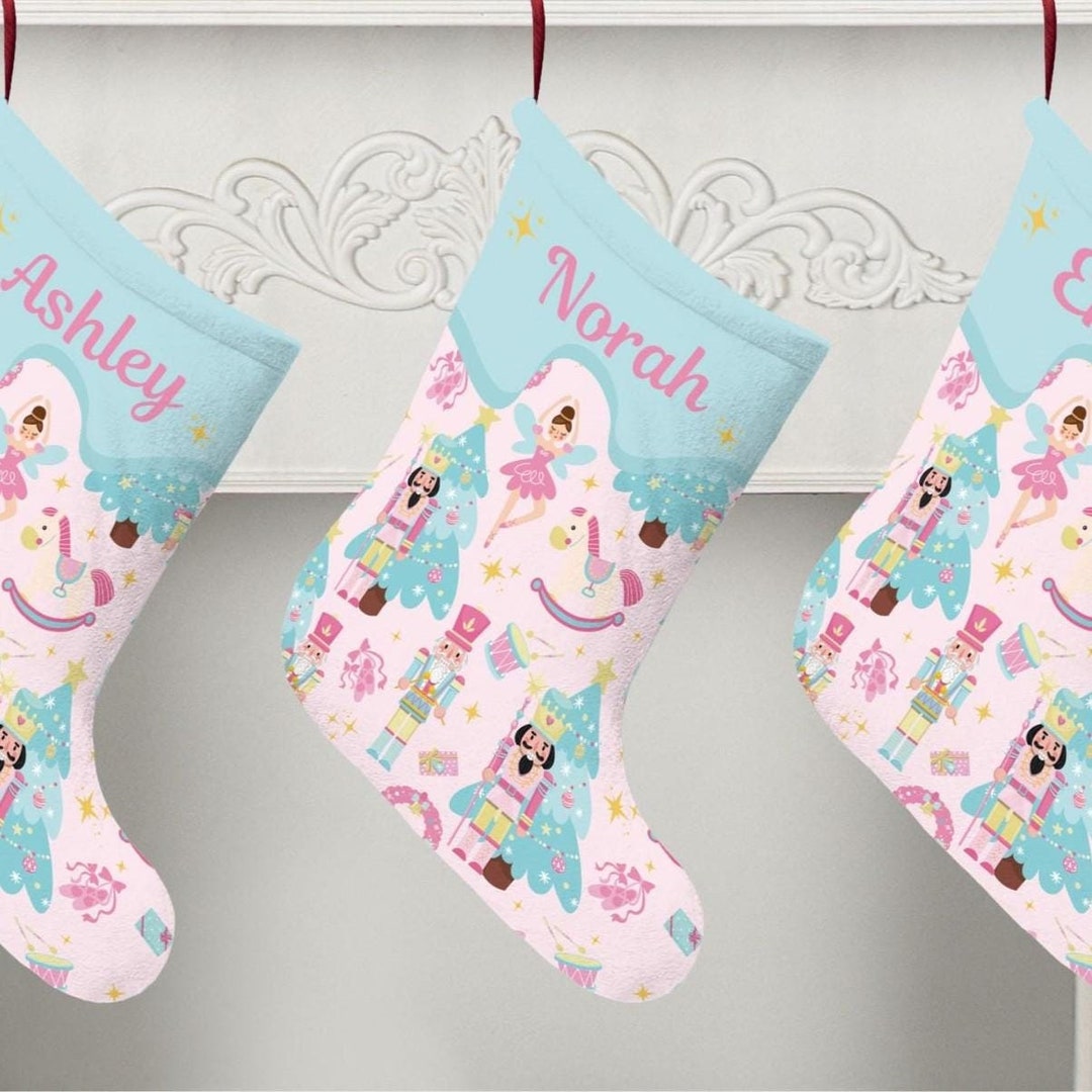 Large Personalized Pink Girl Stockings Kids Name Stocking Personalized ...