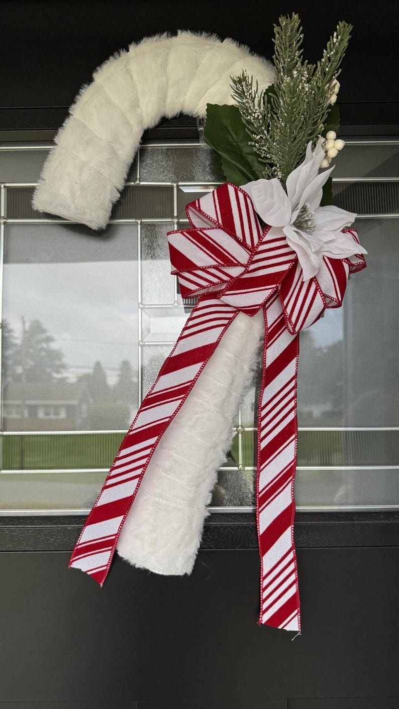 Candy Cane Wreath, White Soft Wreath - Etsy