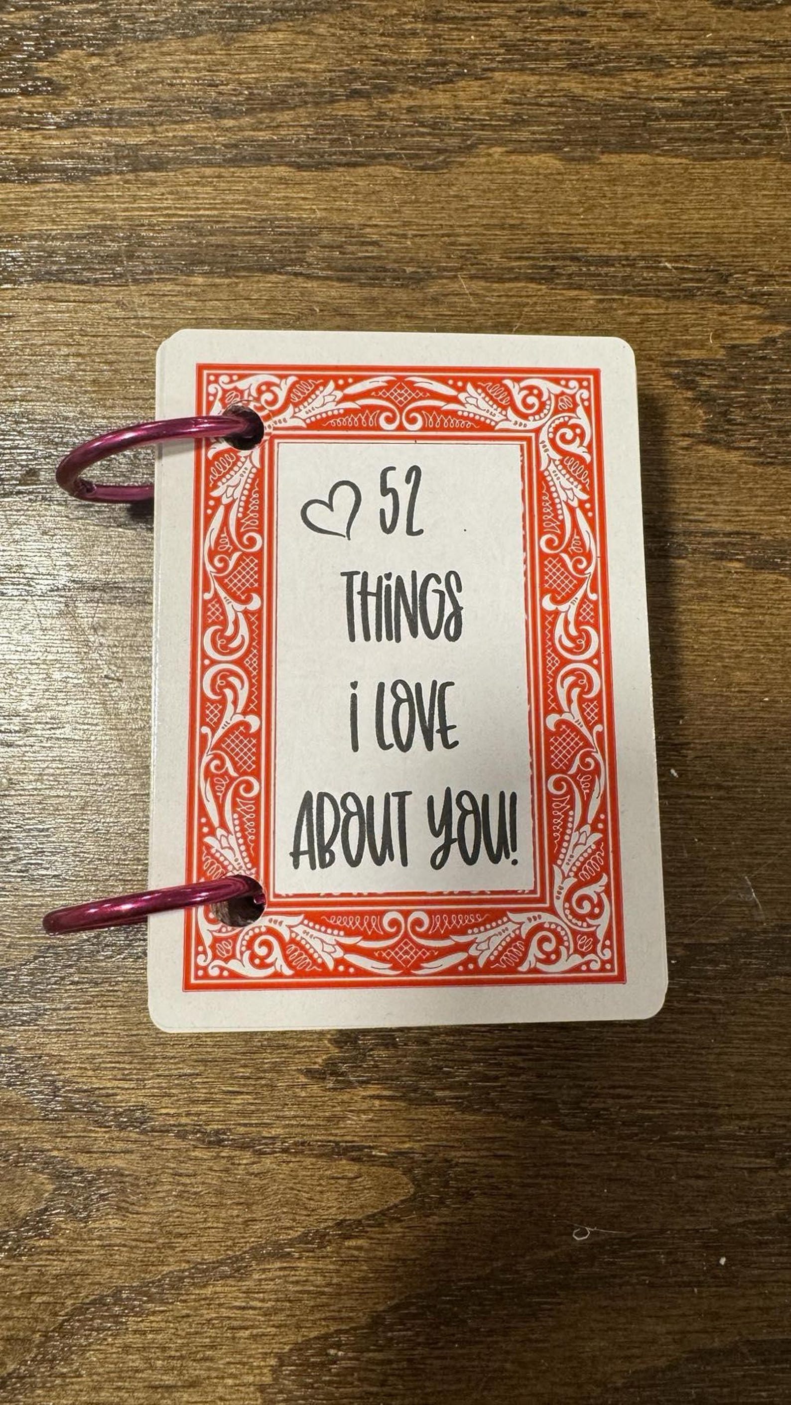 52 Things I Love About You Deck of Cards, Valentine's Day/anniversary ...