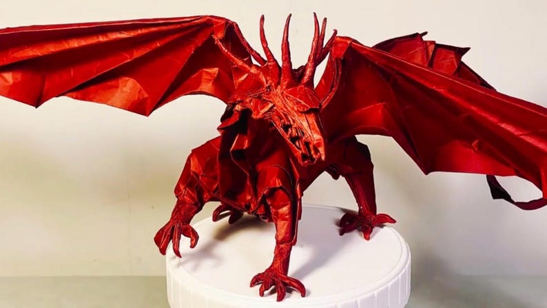 Origami Sculpture Dragon. Housewarming Gift. Home Decor Ornament. Birth ...