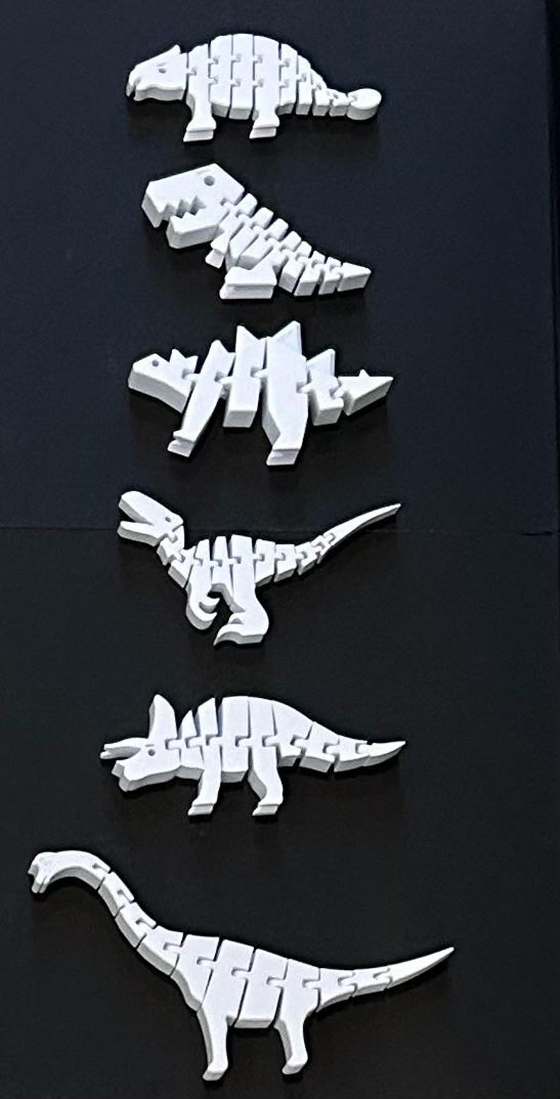 Flexible Dinosaur Toy Set / Stacking Blocks / 6 Piece Set / 3D Printed ...