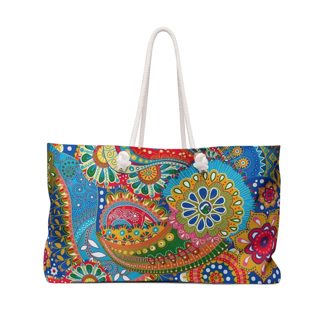 Colorful Paisley Floral Weekender Bag | Boho Travel Tote - Etsy