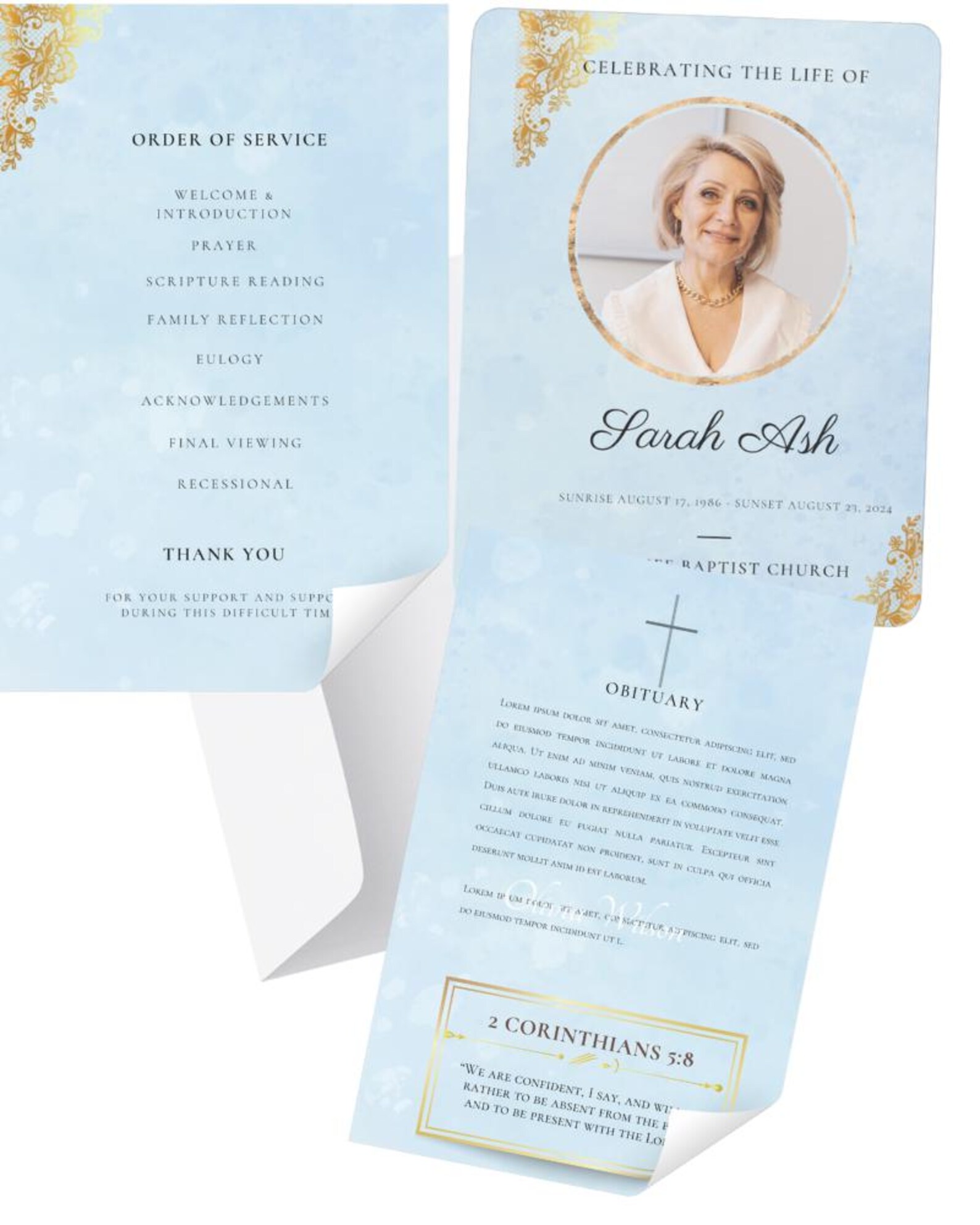 Editable Funeral Flyer Celebration of Life Funeral Brochure Funeral ...