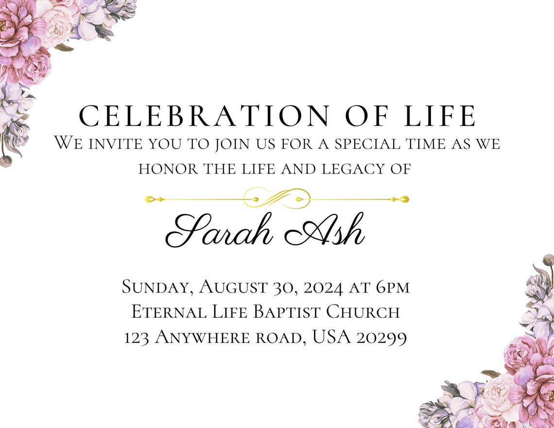 Editable Funeral Flyer Celebration of Life Funeral Brochure Funeral ...