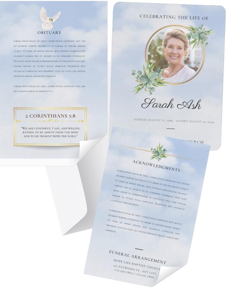Editable Funeral Flyer Celebration of Life Funeral Brochure Funeral ...