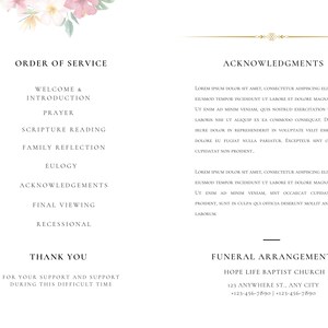 Editable Funeral Flyer Celebration of Life Funeral Brochure Funeral ...
