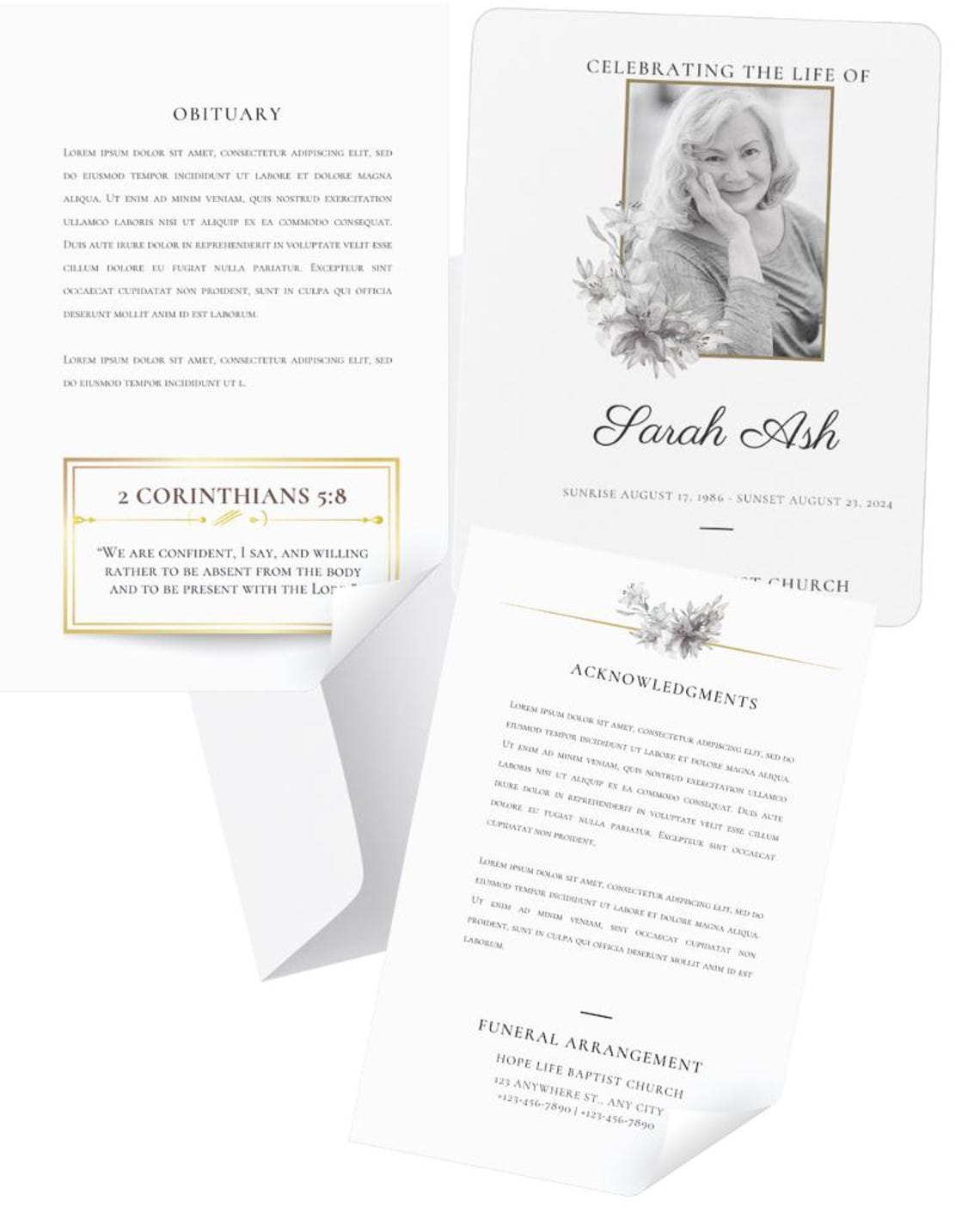 Editable Funeral Flyer Celebration of Life Funeral Brochure Funeral ...