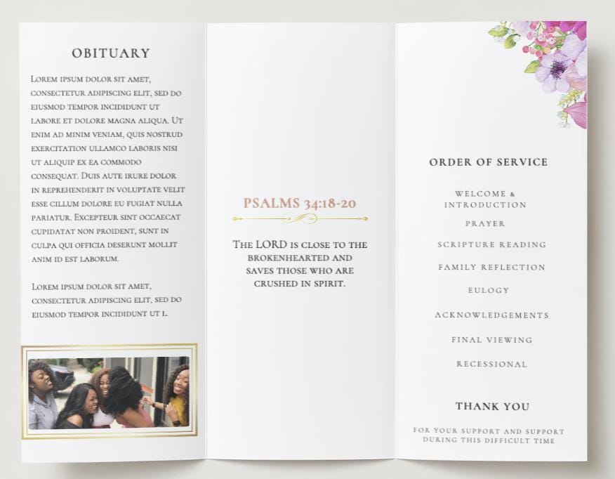 Editable Funeral Flyer Celebration of Life Funeral Brochure Funeral ...