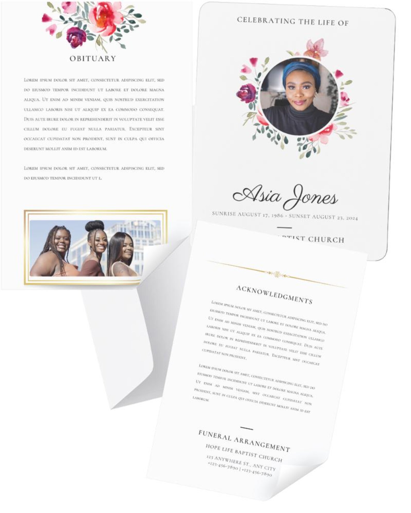 Editable Funeral Program Canva Template Funeral Handout Funeral ...