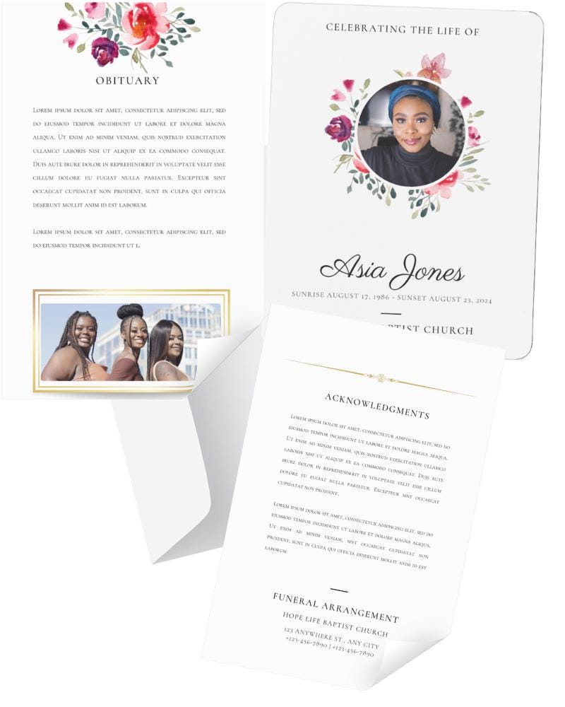 Editable Funeral Program Canva Template Funeral Handout Funeral ...
