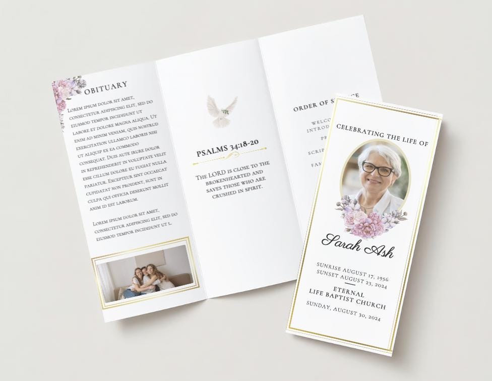 Editable Funeral Flyer Celebration of Life Funeral Brochure Funeral ...