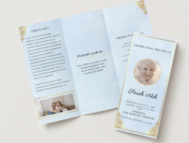 Editable Funeral Flyer Celebration of Life Funeral Brochure Funeral ...