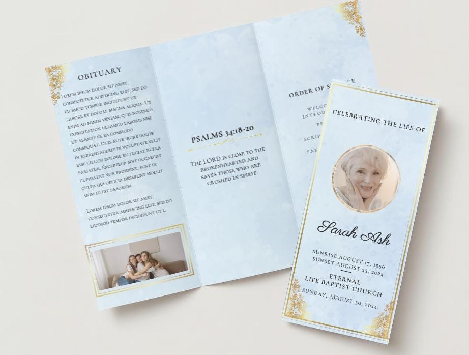 Editable Funeral Flyer Celebration of Life Funeral Brochure Funeral ...