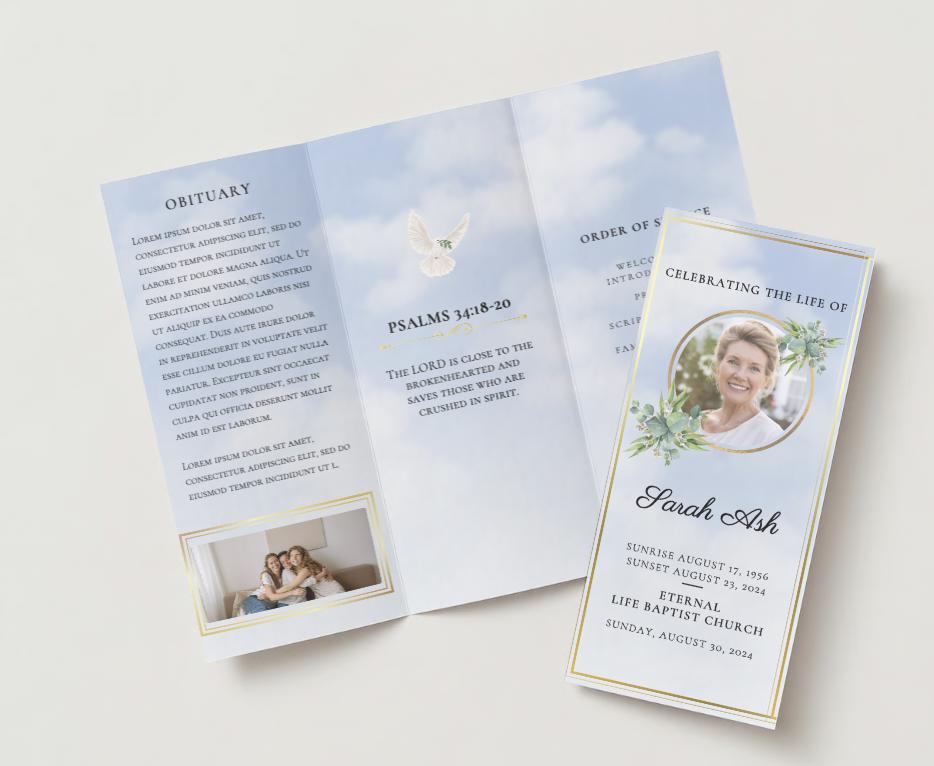 Editable Funeral Flyer Celebration of Life Funeral Brochure Funeral ...