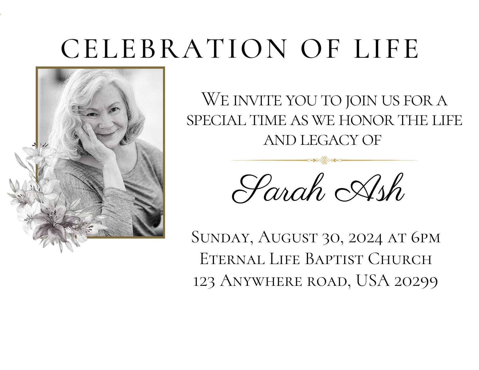 Editable Funeral Flyer Celebration of Life Funeral Brochure Funeral ...