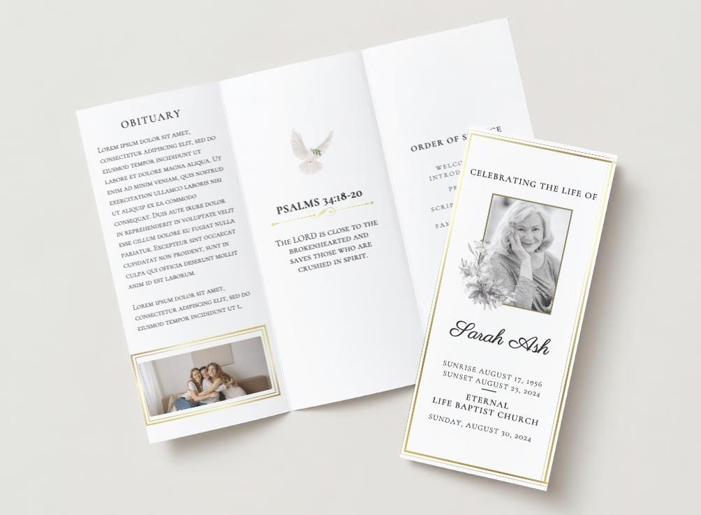 Editable Funeral Flyer Celebration of Life Funeral Brochure Funeral ...